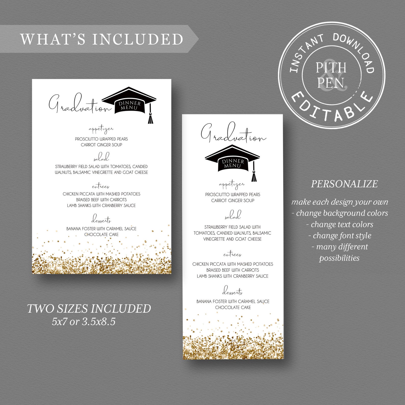Graduation Dinner Menu Printable Dinner Menu Instant - Etsy