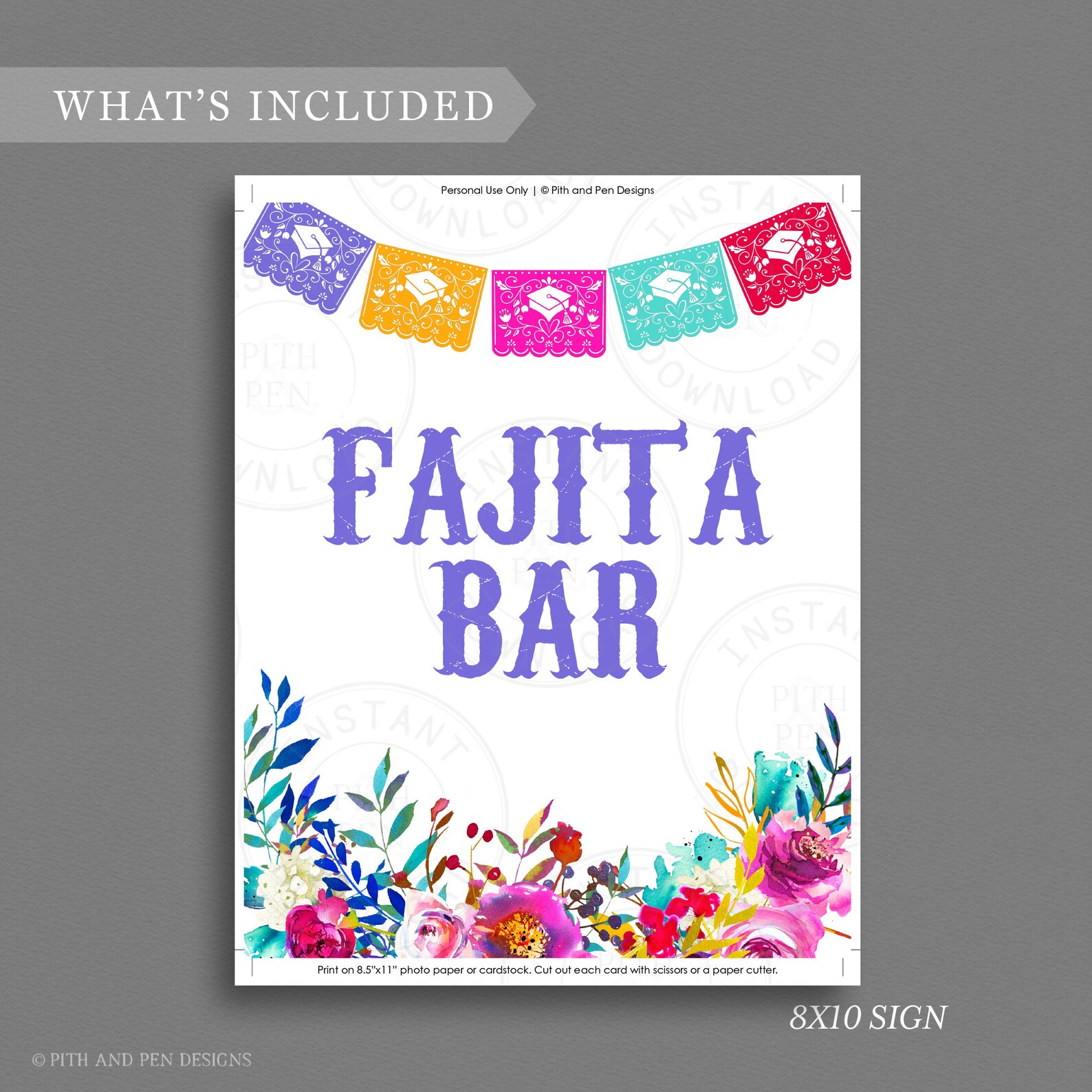 Graduation Fiesta Party Sign Printable Fajita Bar Party Sign - Etsy