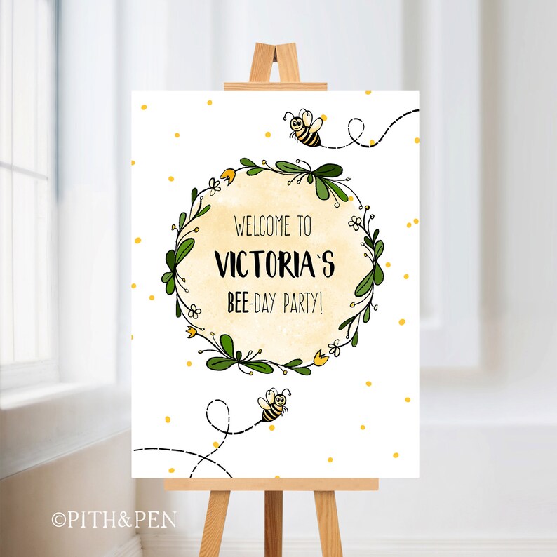 Printable Honey Bee Welcome Sign Birthdaty Party Sign Corjl | Etsy