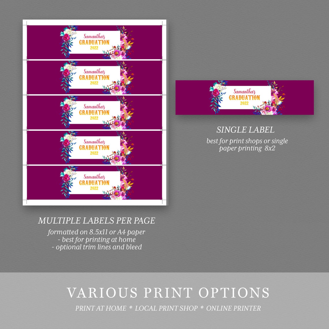 Graduation Fiesta Party Water Bottle Label PRINTABLE Party - Etsy