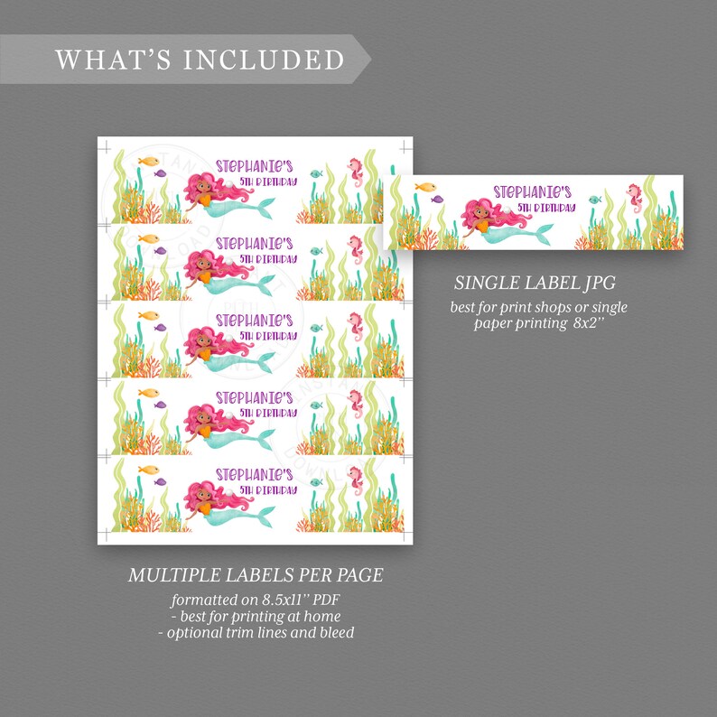 Mermaid Water Bottle Label PRINTABLE Birthday Party Favor - Etsy