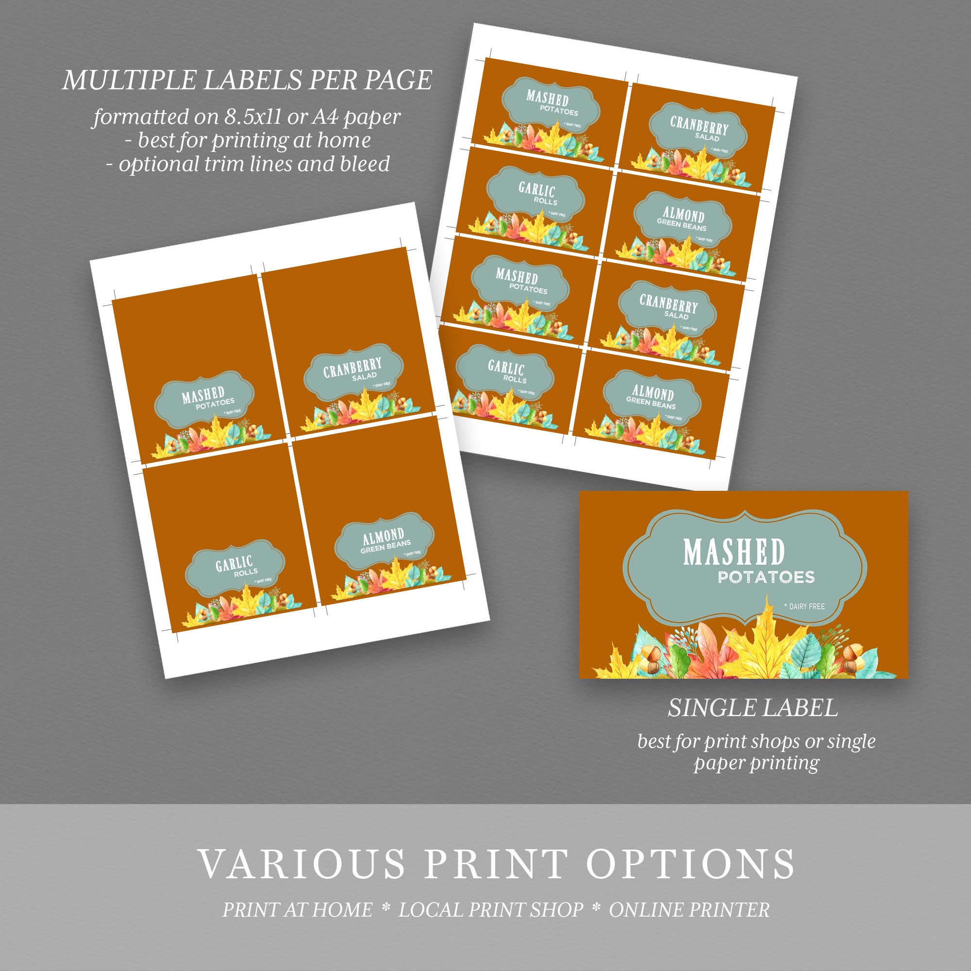 Editable Thanksgiving Food Label Template EDITABLE Tag DIY - Etsy Canada