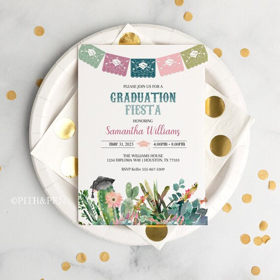 Graduation Fiesta Party Invitation DIY Printable Custom Photo | Etsy