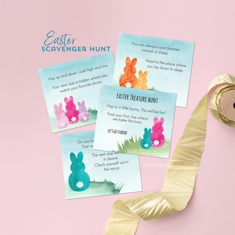 Editable Easter Treasure Hunt Cards Bunny Peeps Scavenger - Etsy