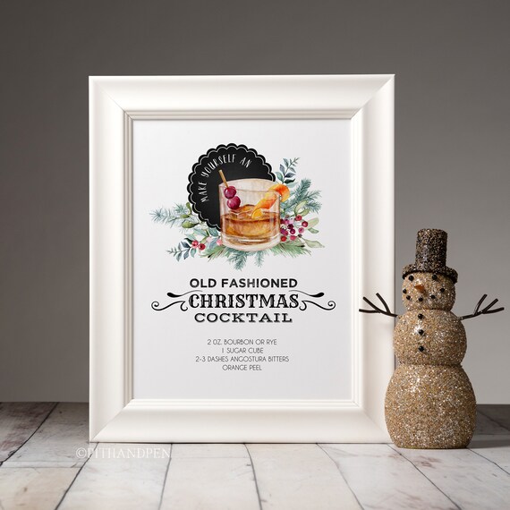 Old Fashioned Recipe Christmas Party Sign Holiday Party Sign - Etsy