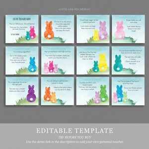 Editable Easter Treasure Hunt Cards, Bunny Peeps Scavenger Hunt ...