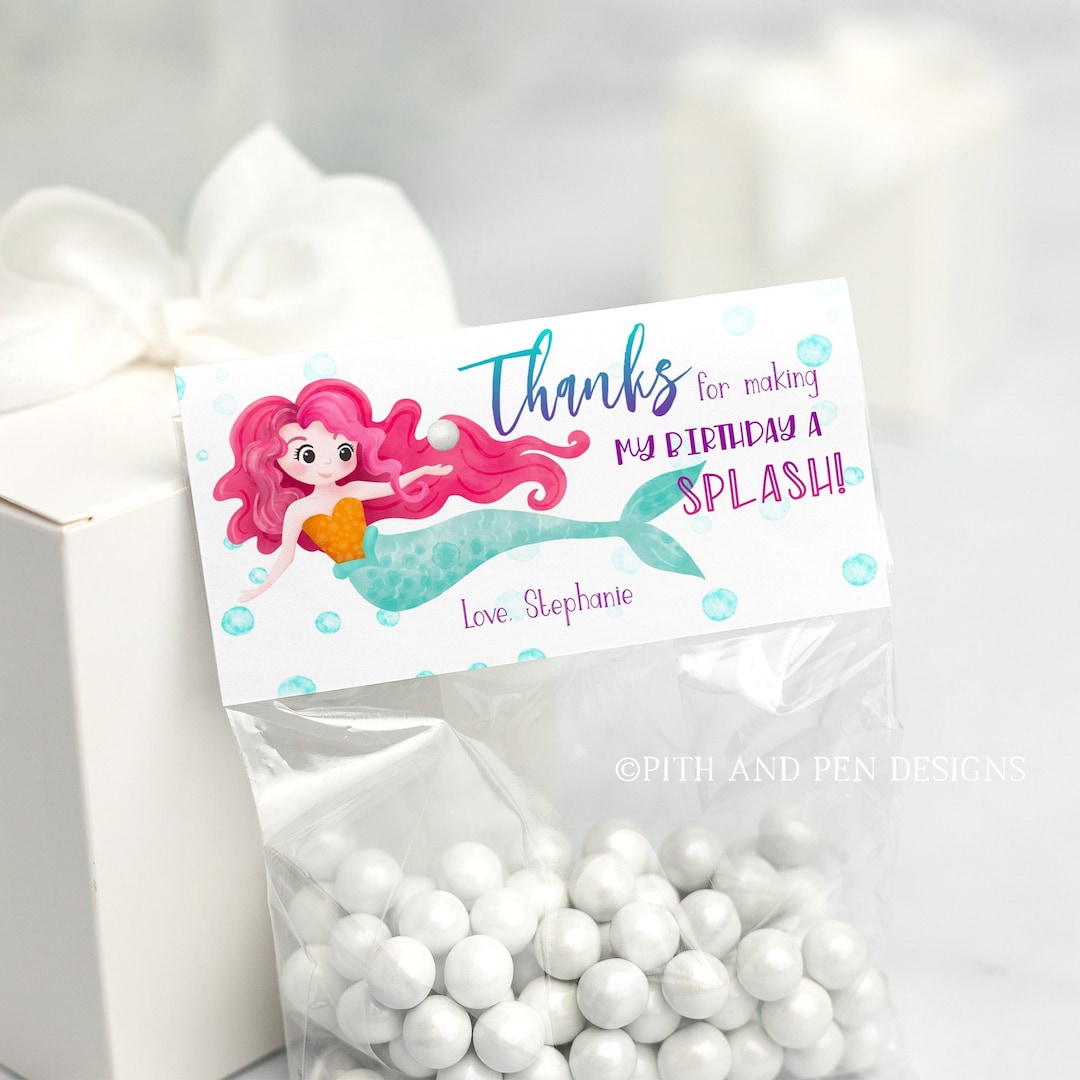 Mermaid Folded Gift Tag, Mermaid Party Favor, Instant Download, Corjl ...