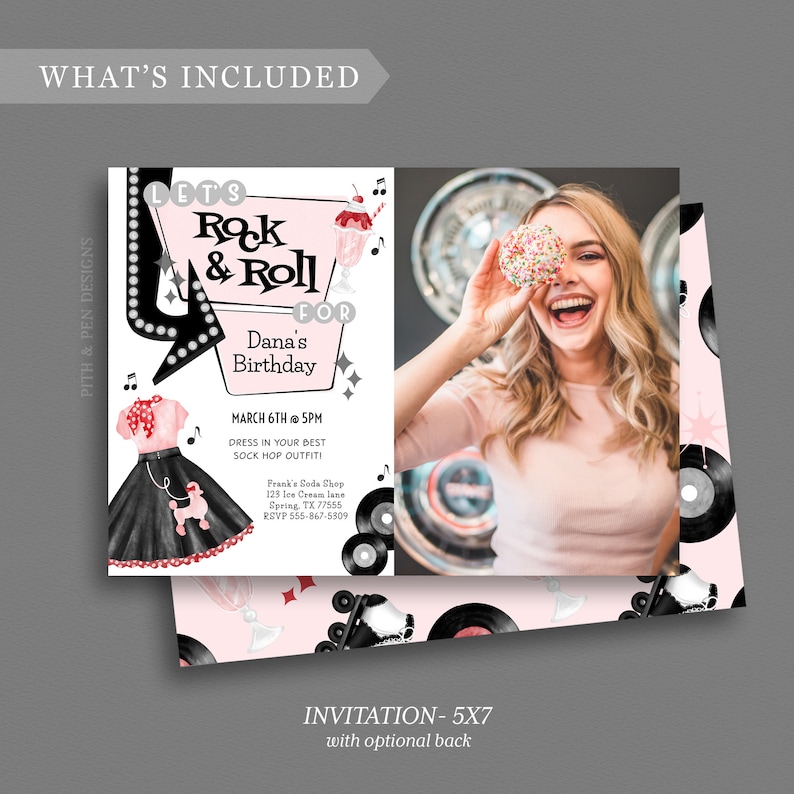 50's Sock-hop Birthday Party Invitation Printable Pink - Etsy