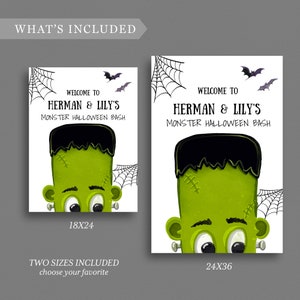 Editable Halloween Party Sign, Frankenstein Party Printable, Corjl #047 ...