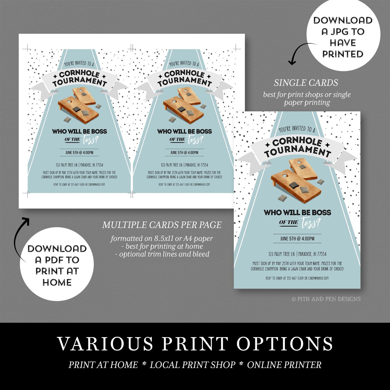 Cornhole Party Invitation | Tournament Invite | Printable and Digital ...
