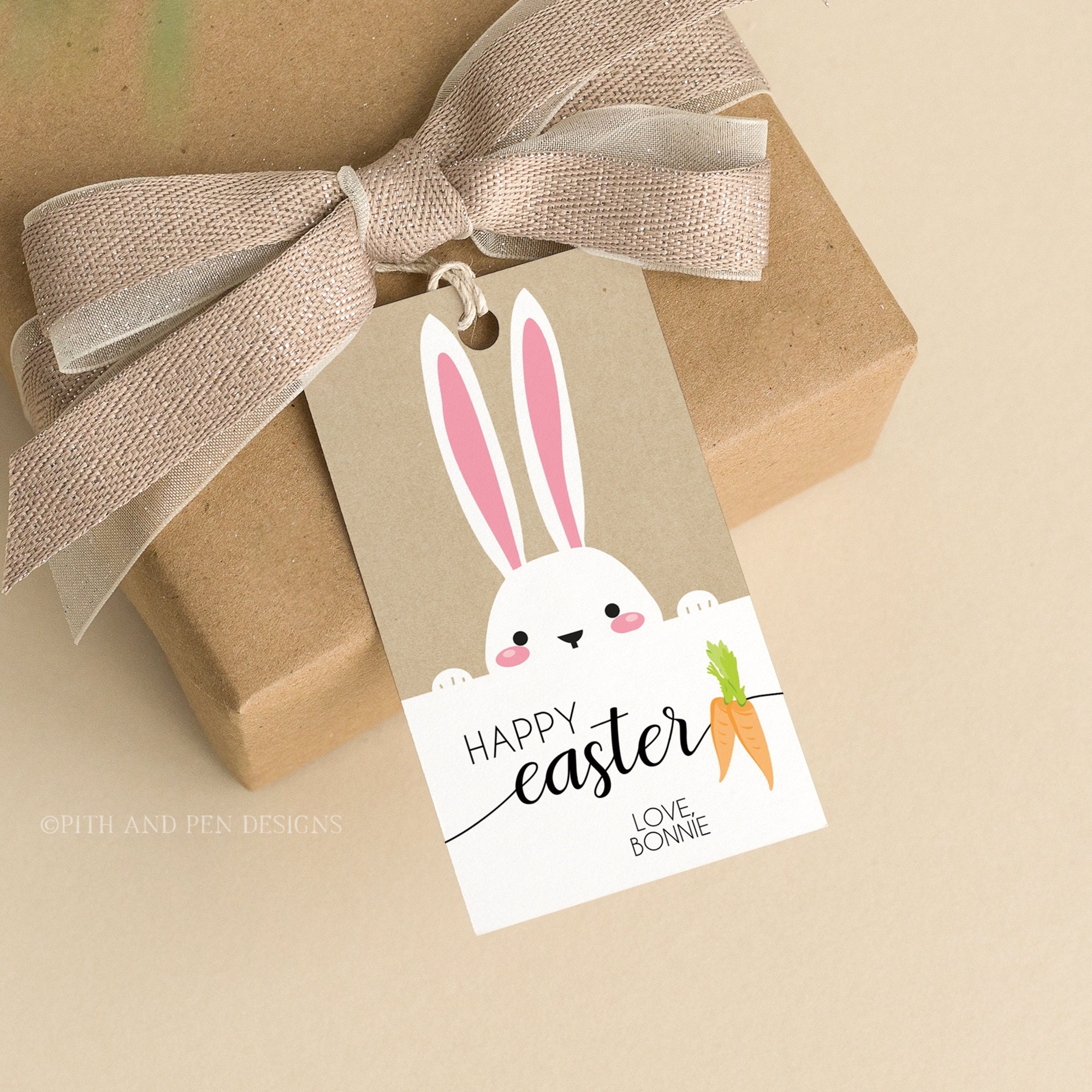 Easter Bunny Gift Tag: Printable, Instant Download, Corjl 030-21GT - Etsy
