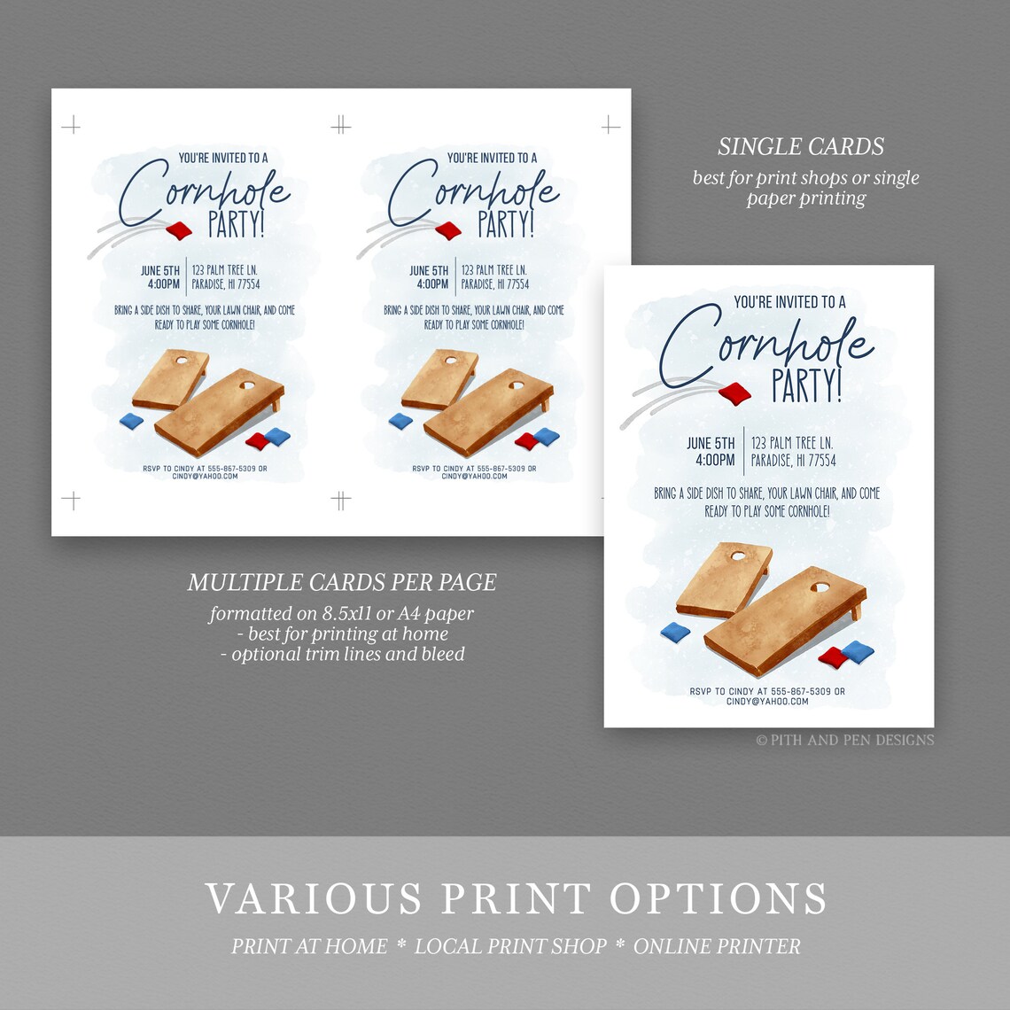 Editable Cornhole Party Invitation DIY Electronic Invite | Etsy