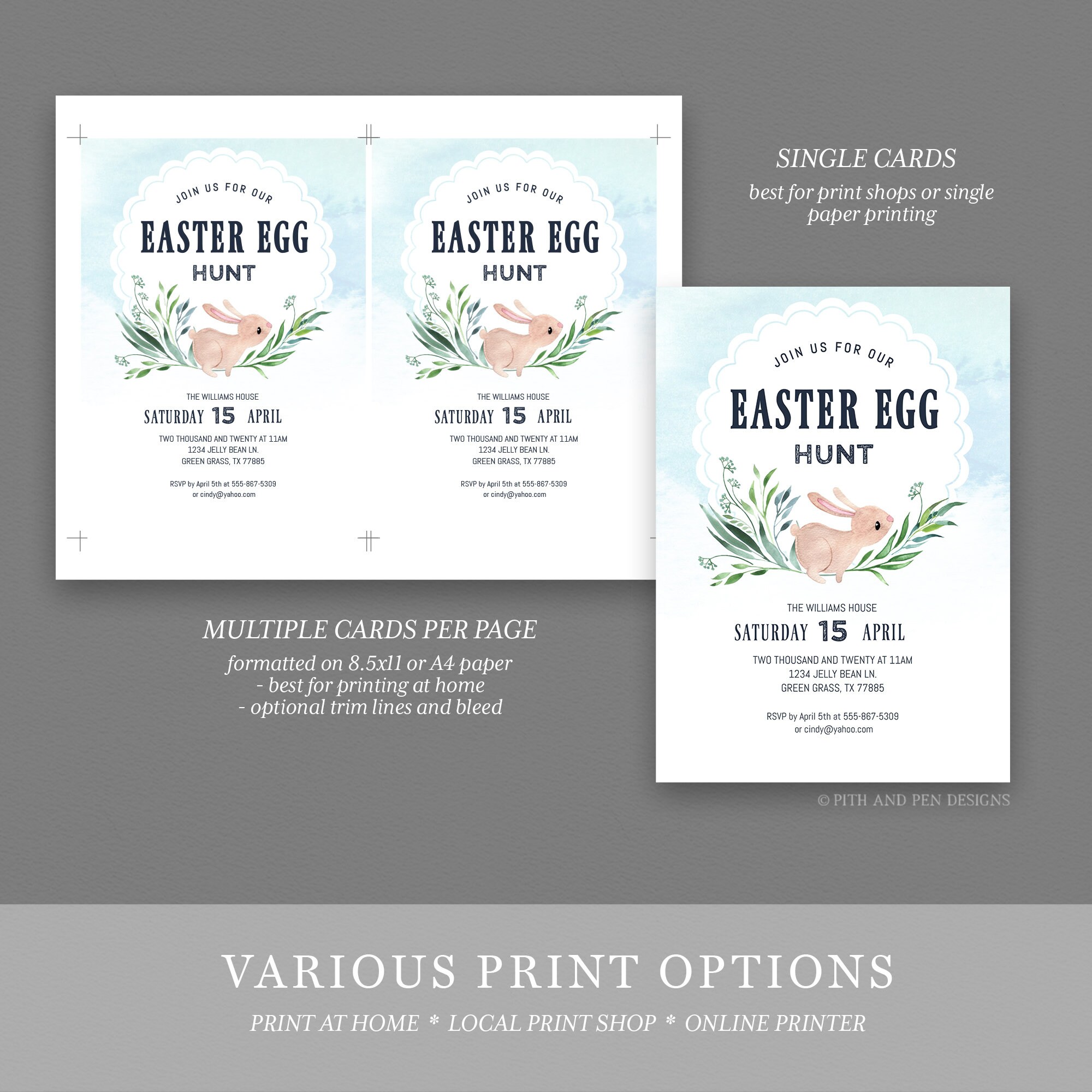 Easter Egg Hunt Invitation 5x7 Printable Card Instant | Etsy