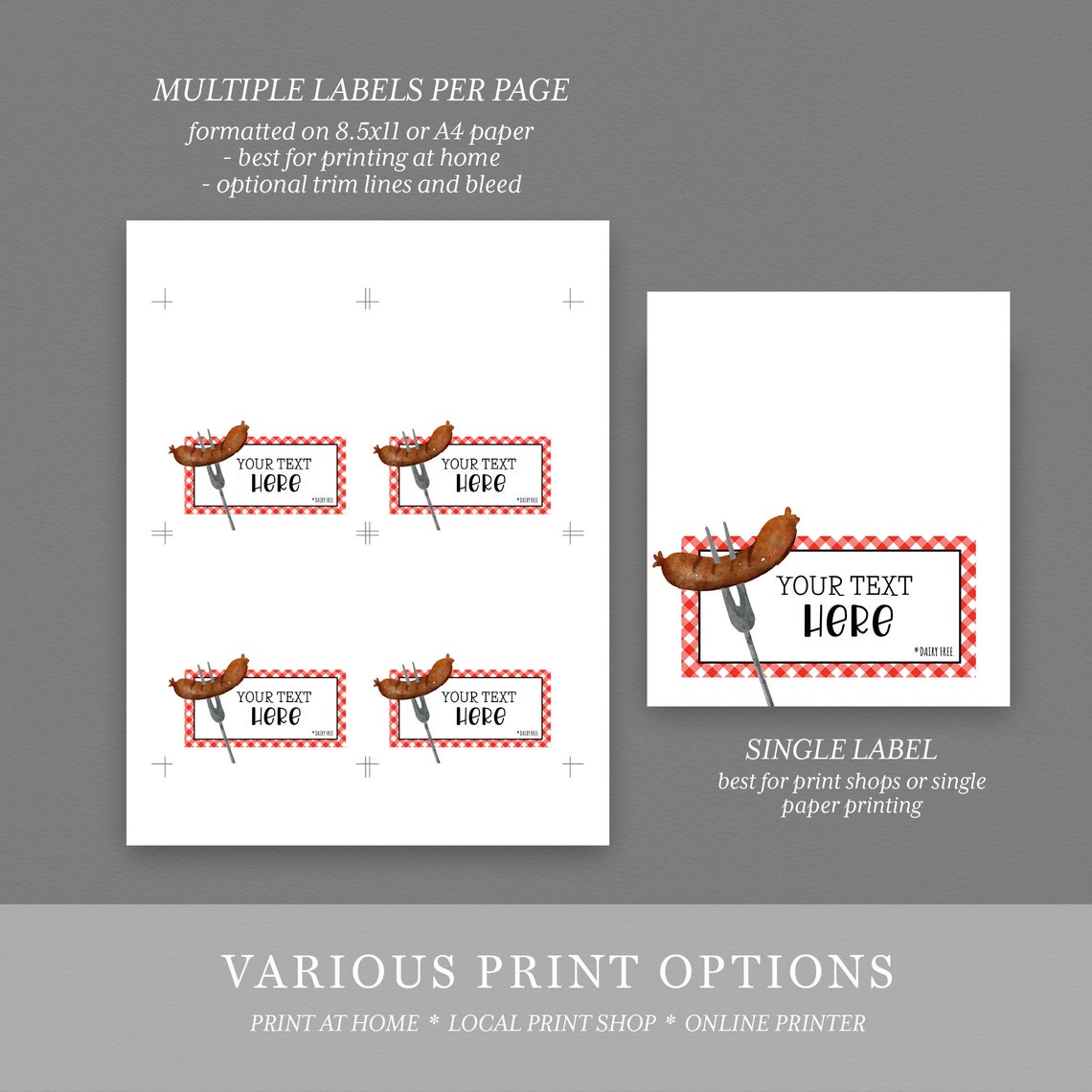 Barbecue Food Label Printable Buffet Label Instant Download - Etsy
