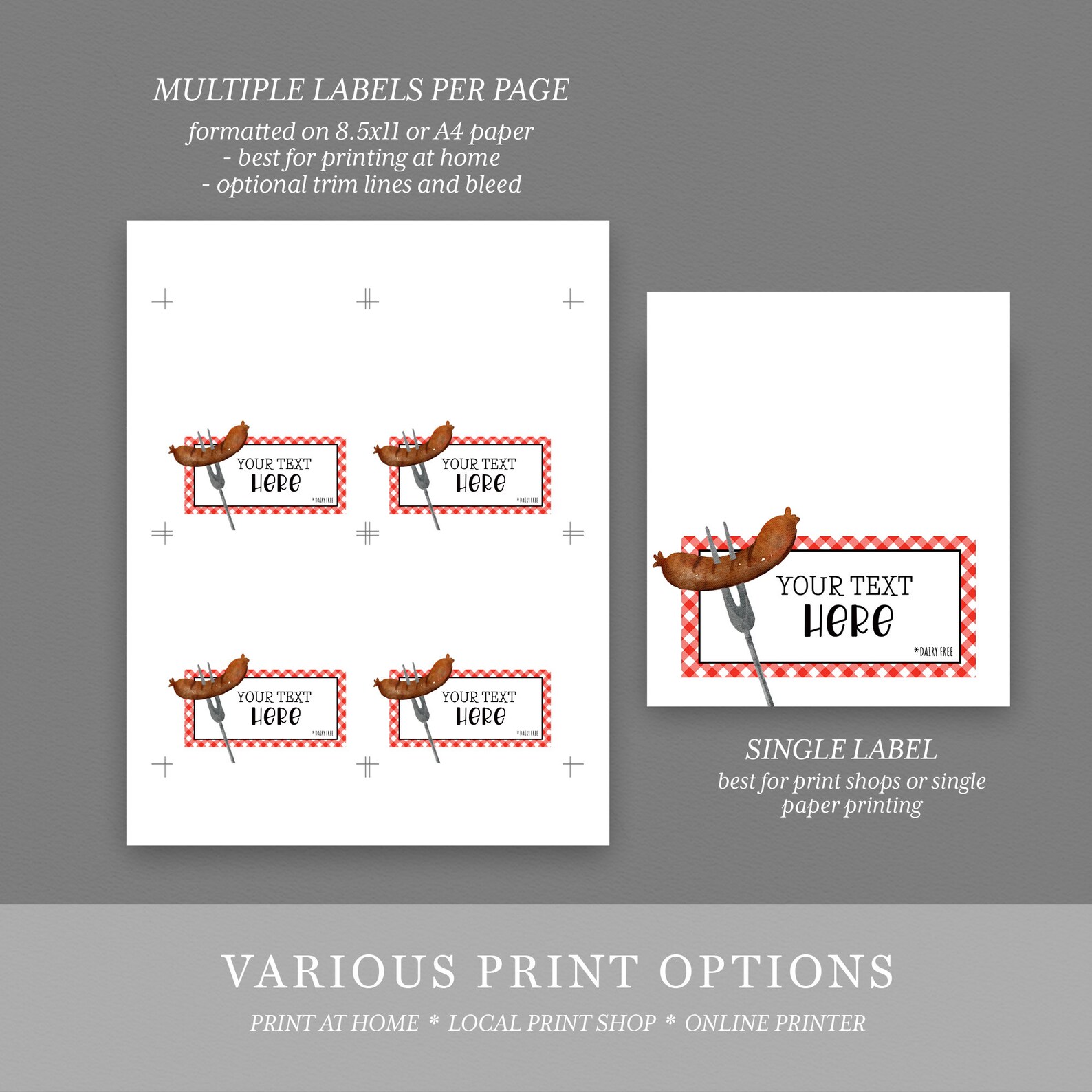 Barbecue Food Label Printable Buffet Label Instant Download - Etsy