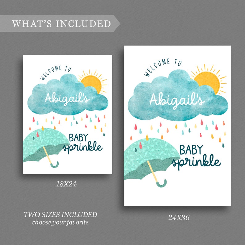 Baby Sprinkle Welcome Sign, Baby Shower Party Printable, Corjl #076 ...