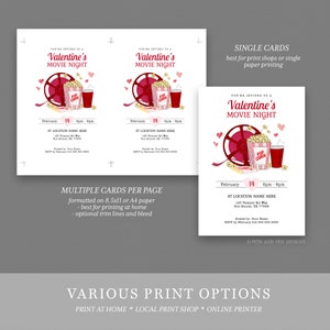 Valentine's Movie Night Invitation, Printable Galentine Party, Corjl ...
