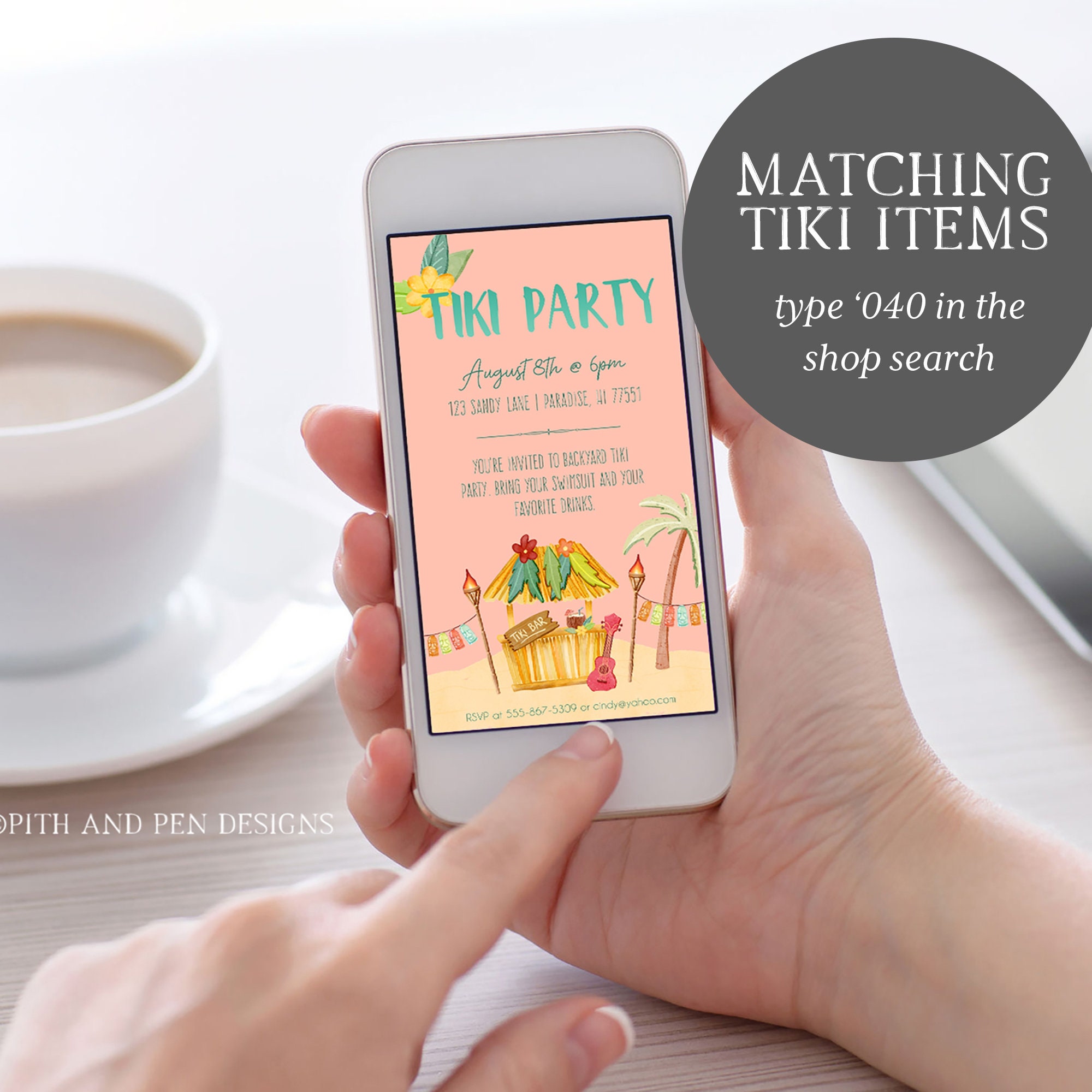 Editable Tiki Party Invitation DIY Summer Party Instant - Etsy