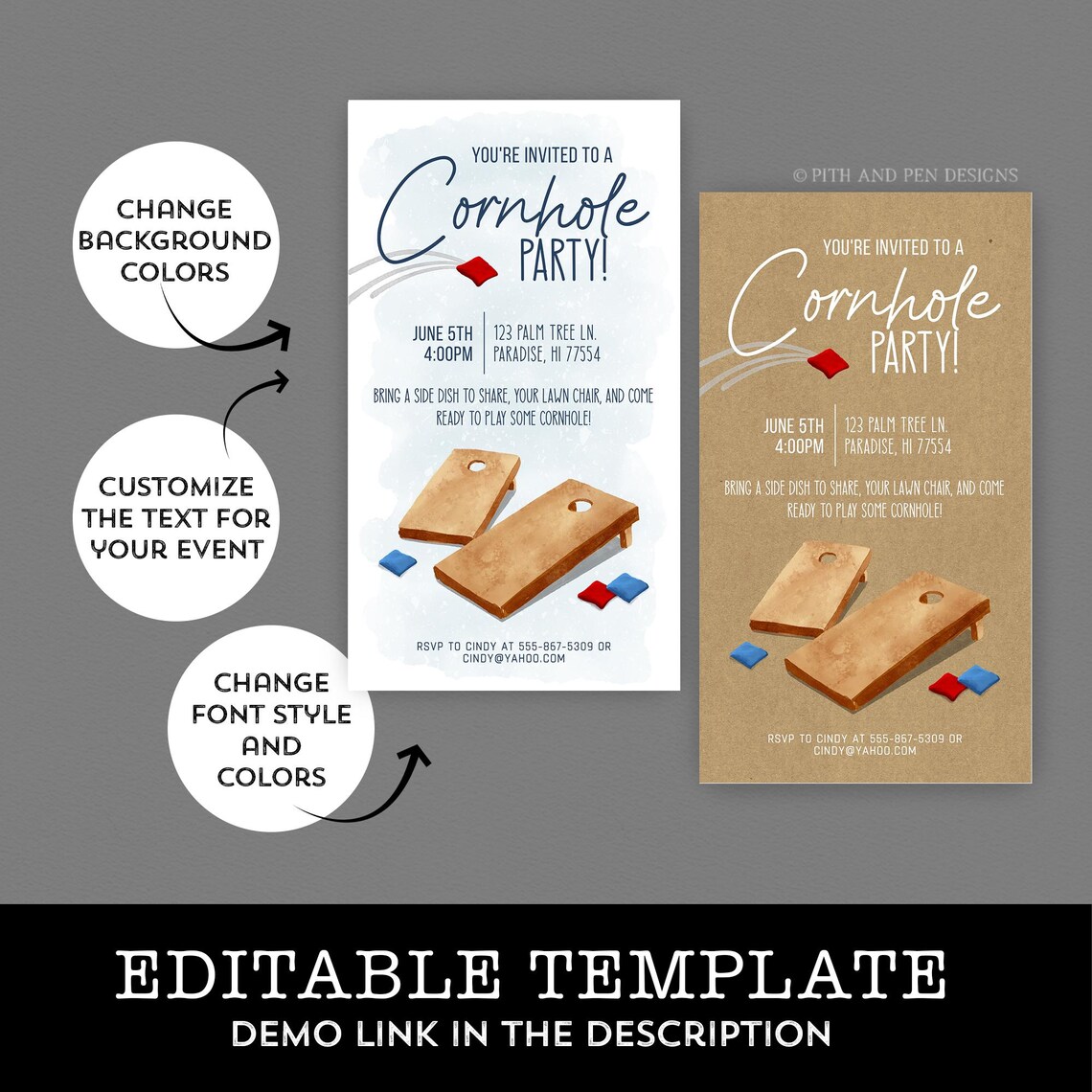 Cornhole Party Invitation | Boss of the Toss | Printable and Digital ...