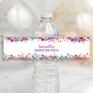 Graduation Fiesta Party Water Bottle Label, PRINTABLE Party Decor ...