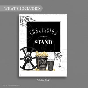 Halloween Movie Concession Stand Sign, Printable Party Sign, Instant ...