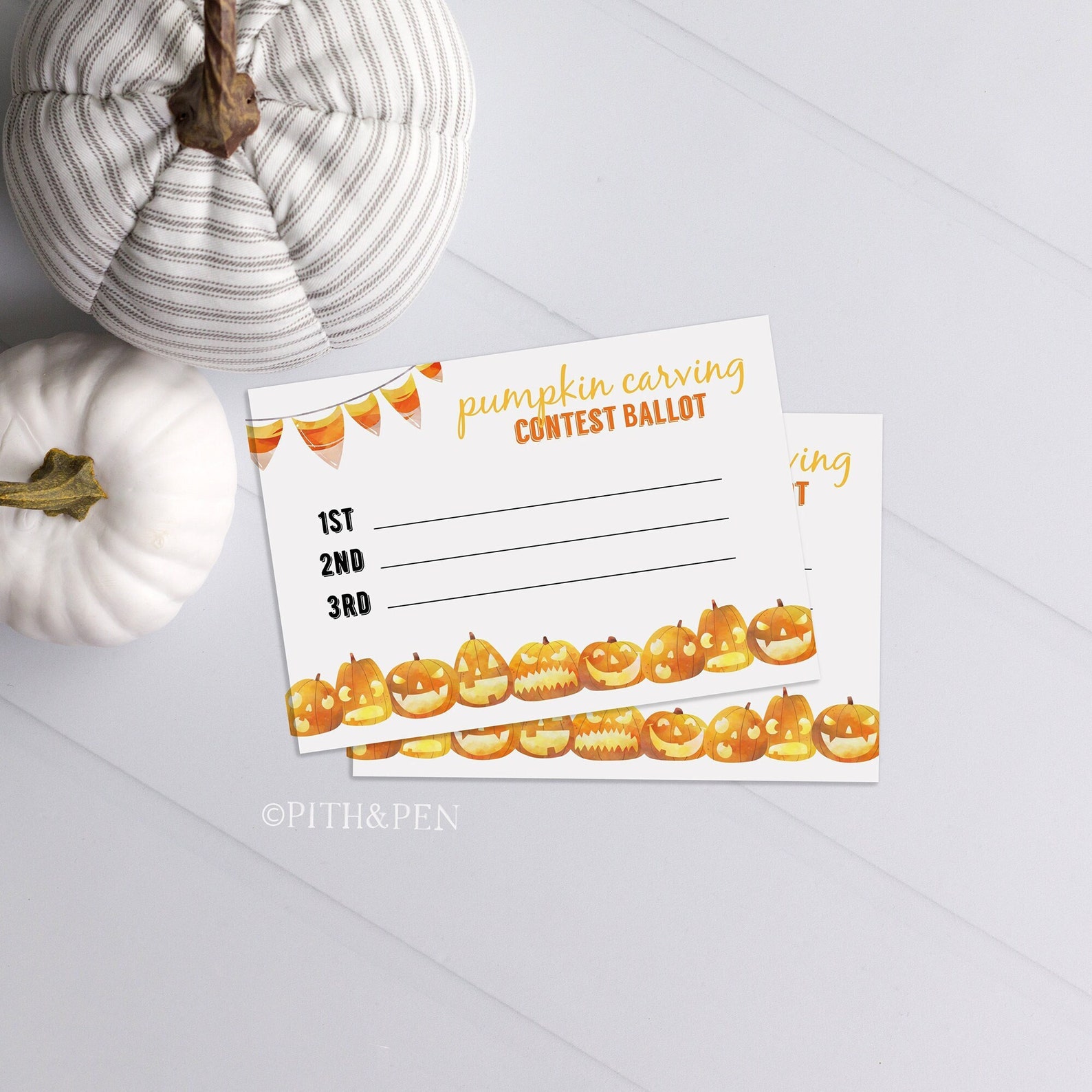 Pumpkin Carving Voting Card, Halloween Contest Ballot, Instant Download ...