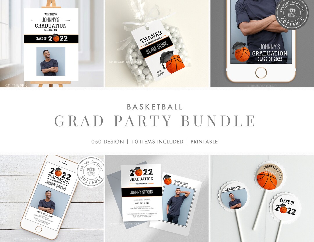 Basketball Graduation Party Bundle | Printable Grad Party Pack ...