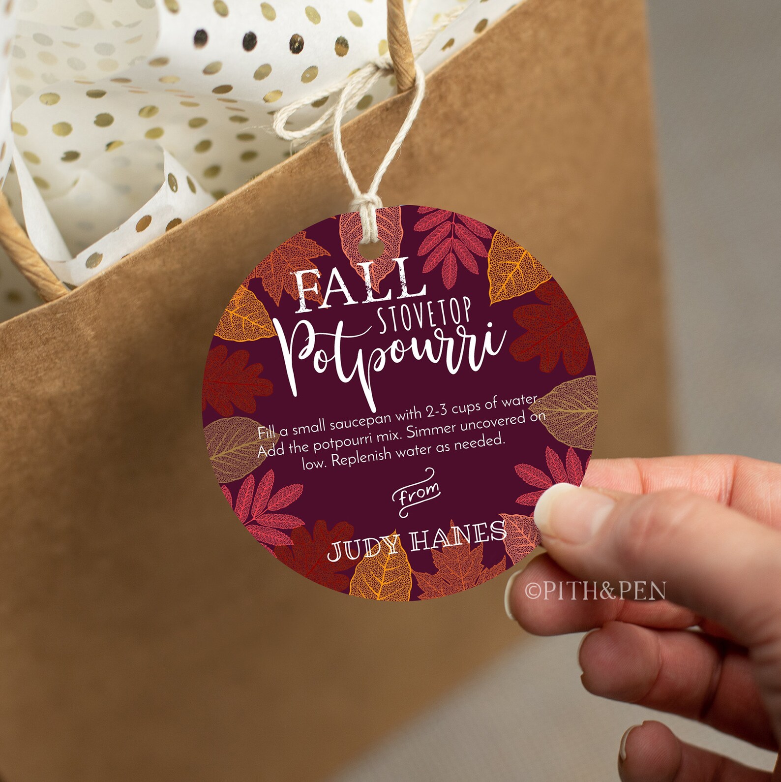 Stovetop Potpourri Gift Tag EDITABLE Treats Favor Label - Etsy