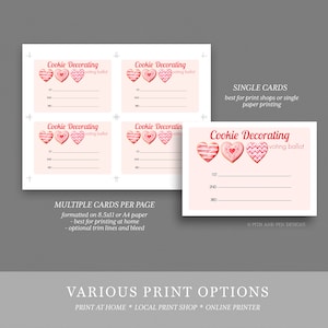 Cookie Decorating Contest Voting Card, Valentines Ballot, Instant ...