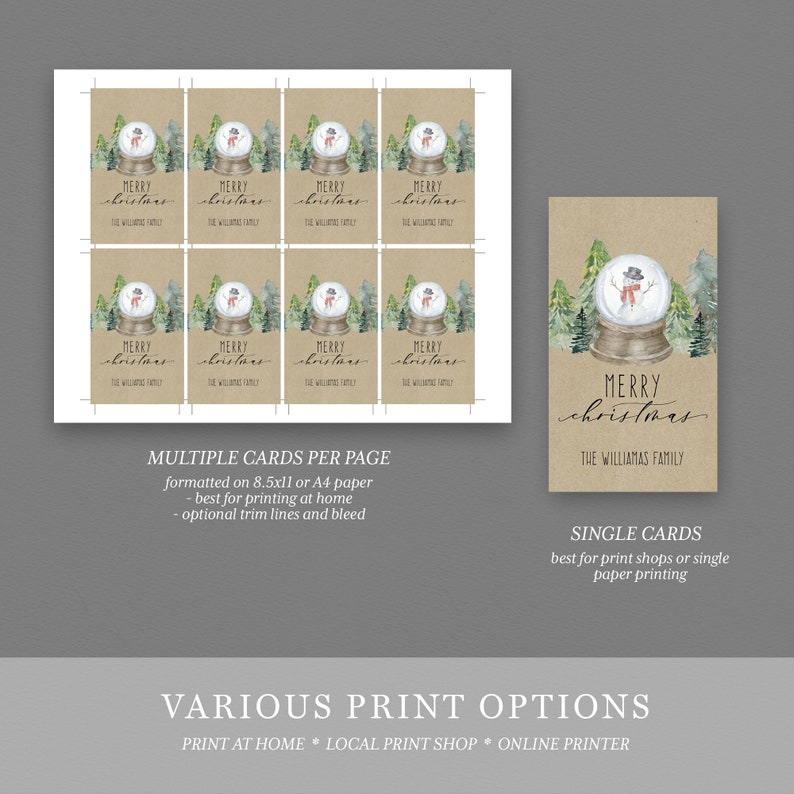 Printable Christmas Gift Tag Snow Globe Tag Instant | Etsy