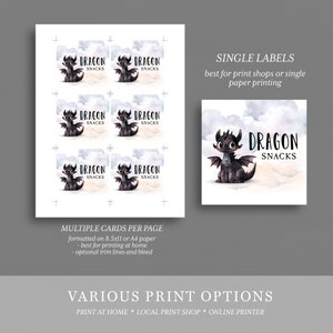 Dragon Party Gift Tag, Printable Party Favor Tag, Instant Download ...