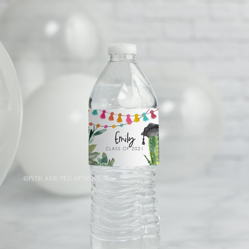 Graduation Fiesta Party Water Bottle Label PRINTABLE Water - Etsy