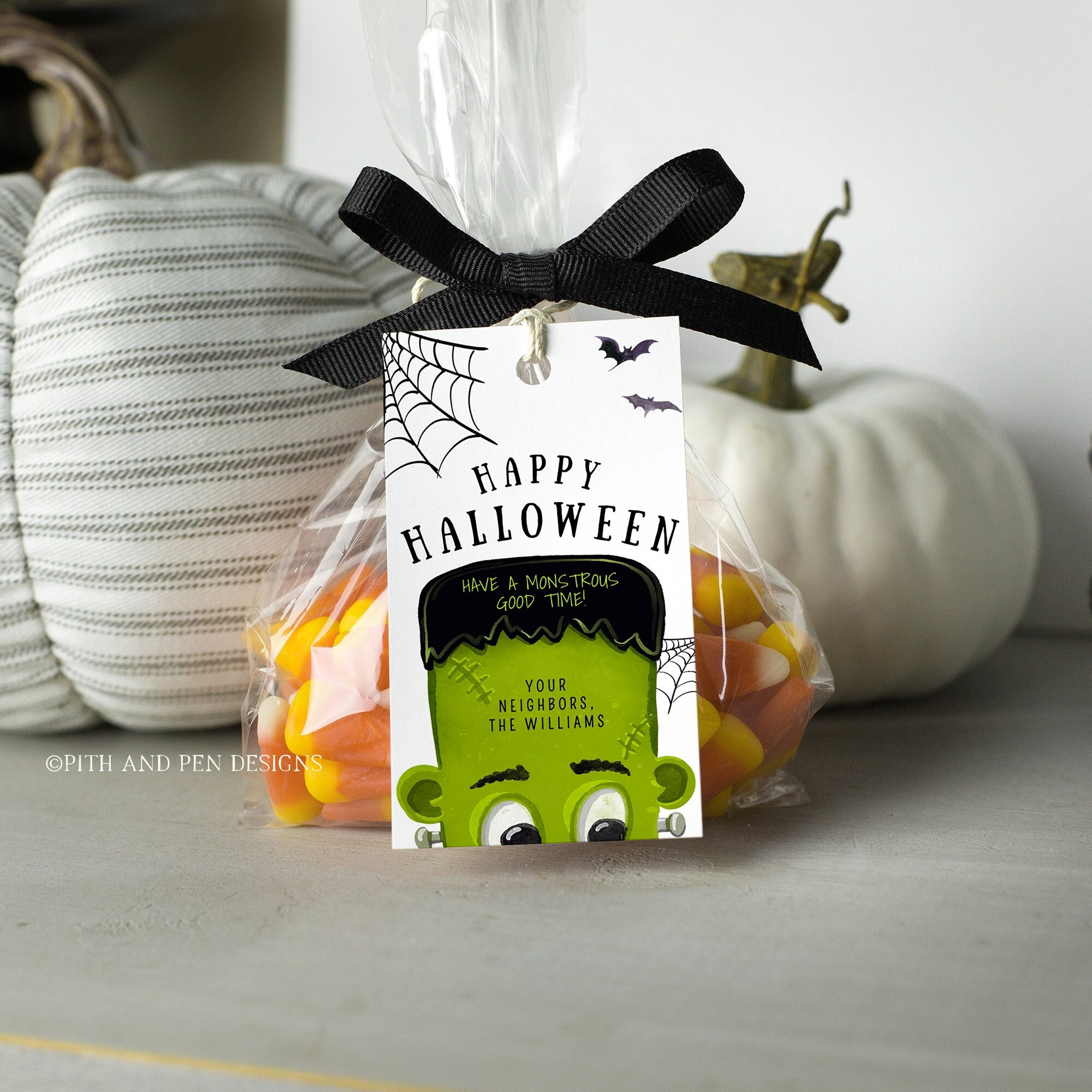 Editable Halloween Treat Tag, Frankenstein Tag, Instant Download, Corjl ...