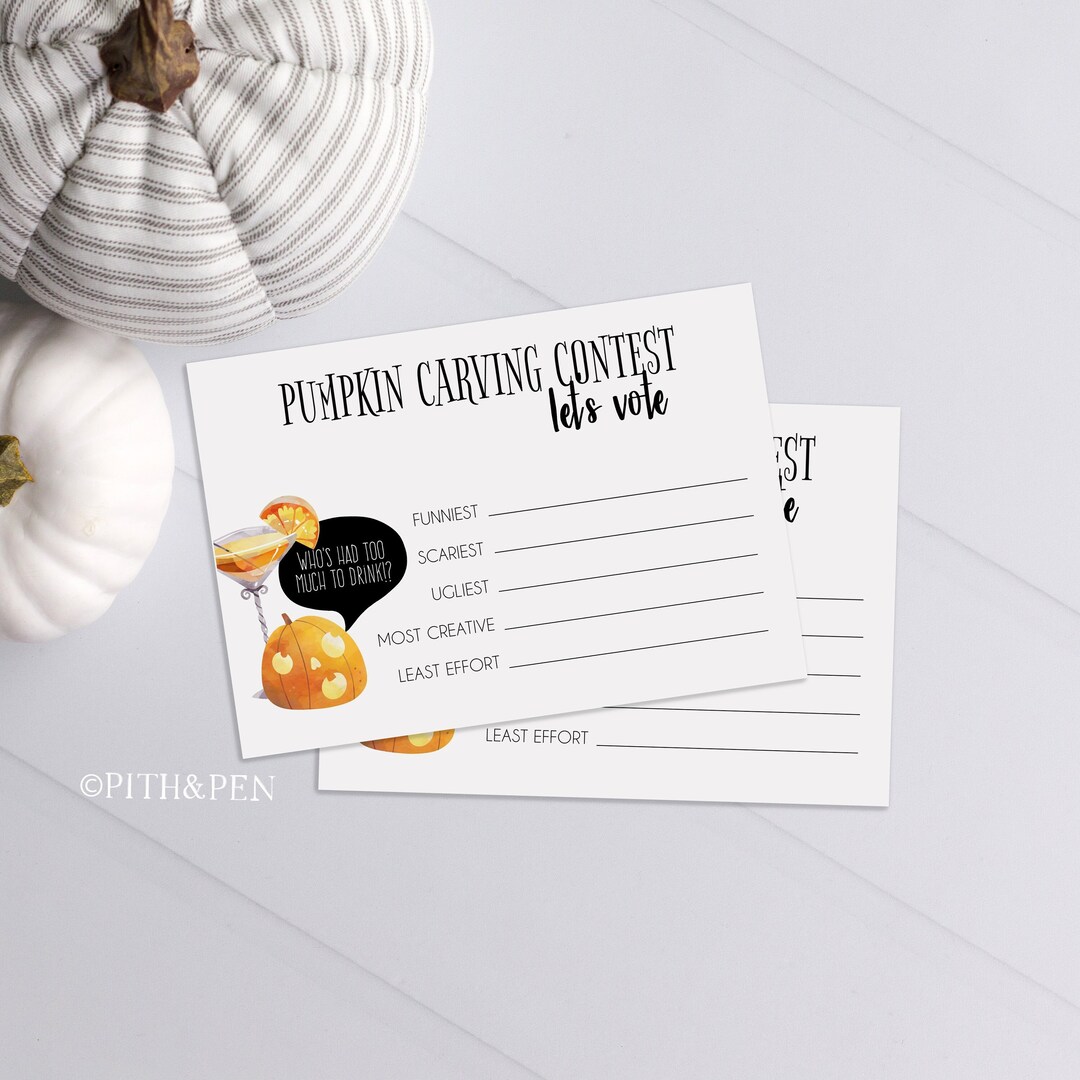 Pumpkin Carving Voting Card, Halloween Contest Ballot, Instant Download ...
