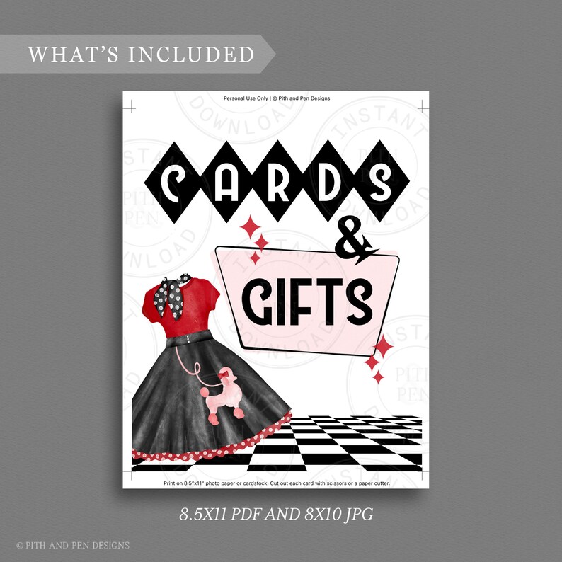 1950's Party Sign Sock Hop Birthday Party Cards and - Etsy