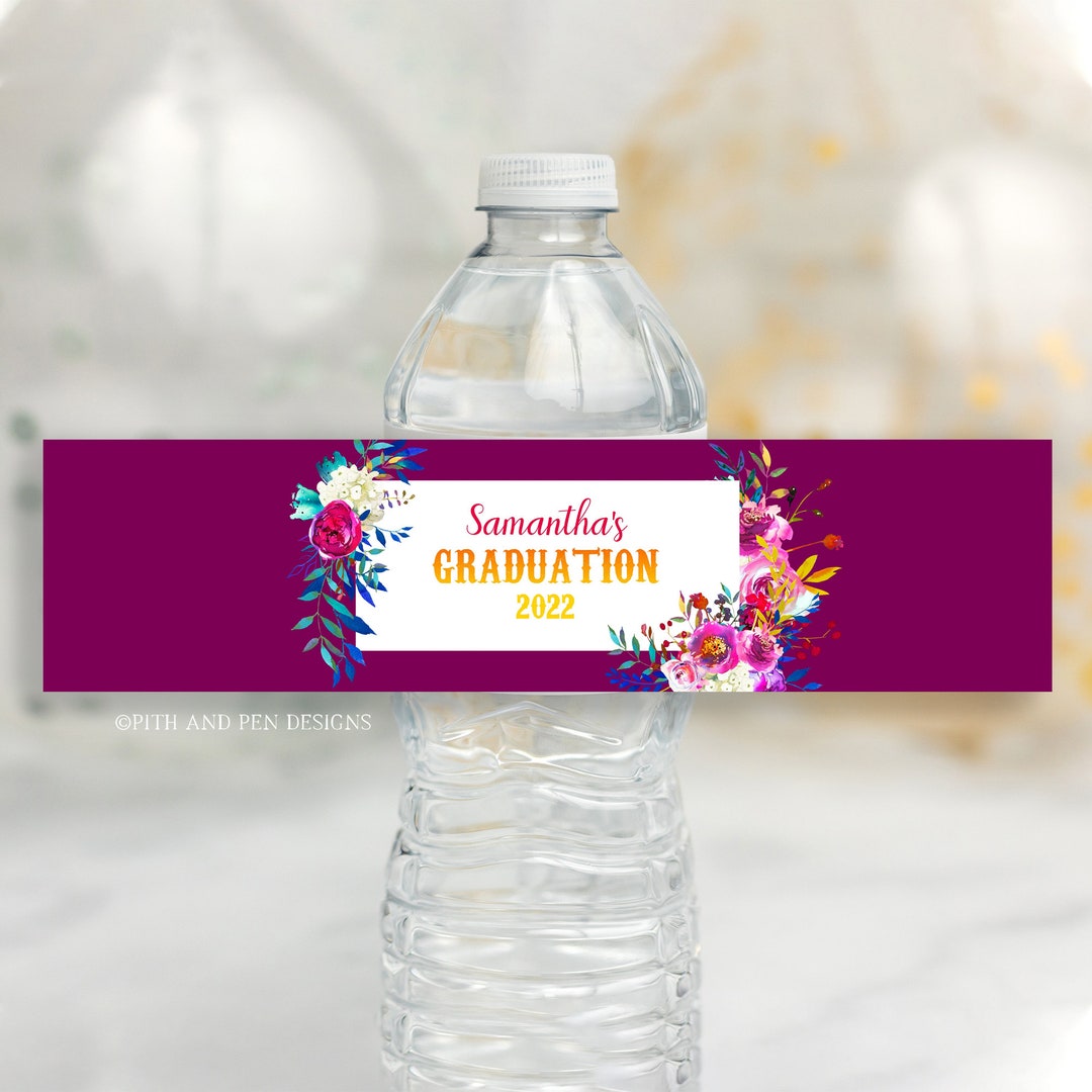 Graduation Fiesta Party Water Bottle Label, PRINTABLE Party Decor ...