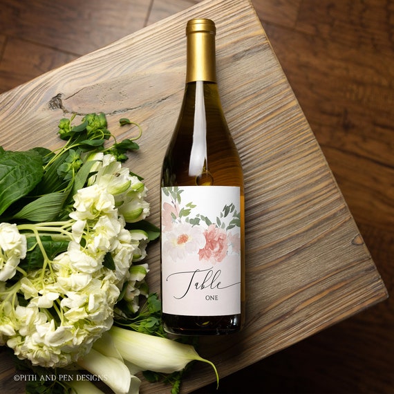Wine Bottle Table Number Template DIY Wedding Bottle Label | Etsy