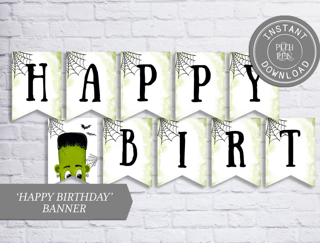 Happy Birthday Banner, Monster Birthday Party, Instant Download, 047 ...