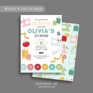 Sewing Party Invitation | Printable Birthday | Corjl #089-06PI - Etsy