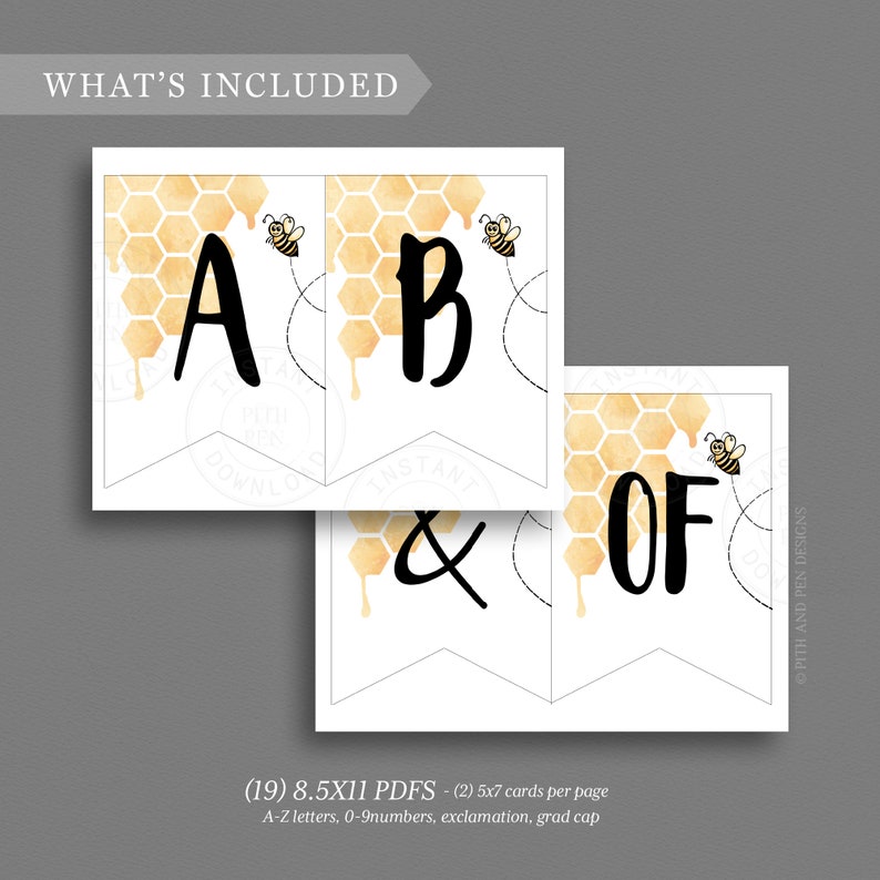 Printable Bee Party Banner | All Letters and Numbers |create Your Own ...