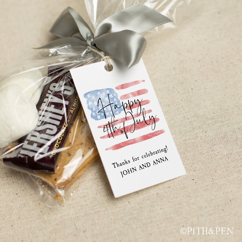 4th of July Favor Tag, PRINTABLE Gift Tag, Instant Download, Corjl 036 ...