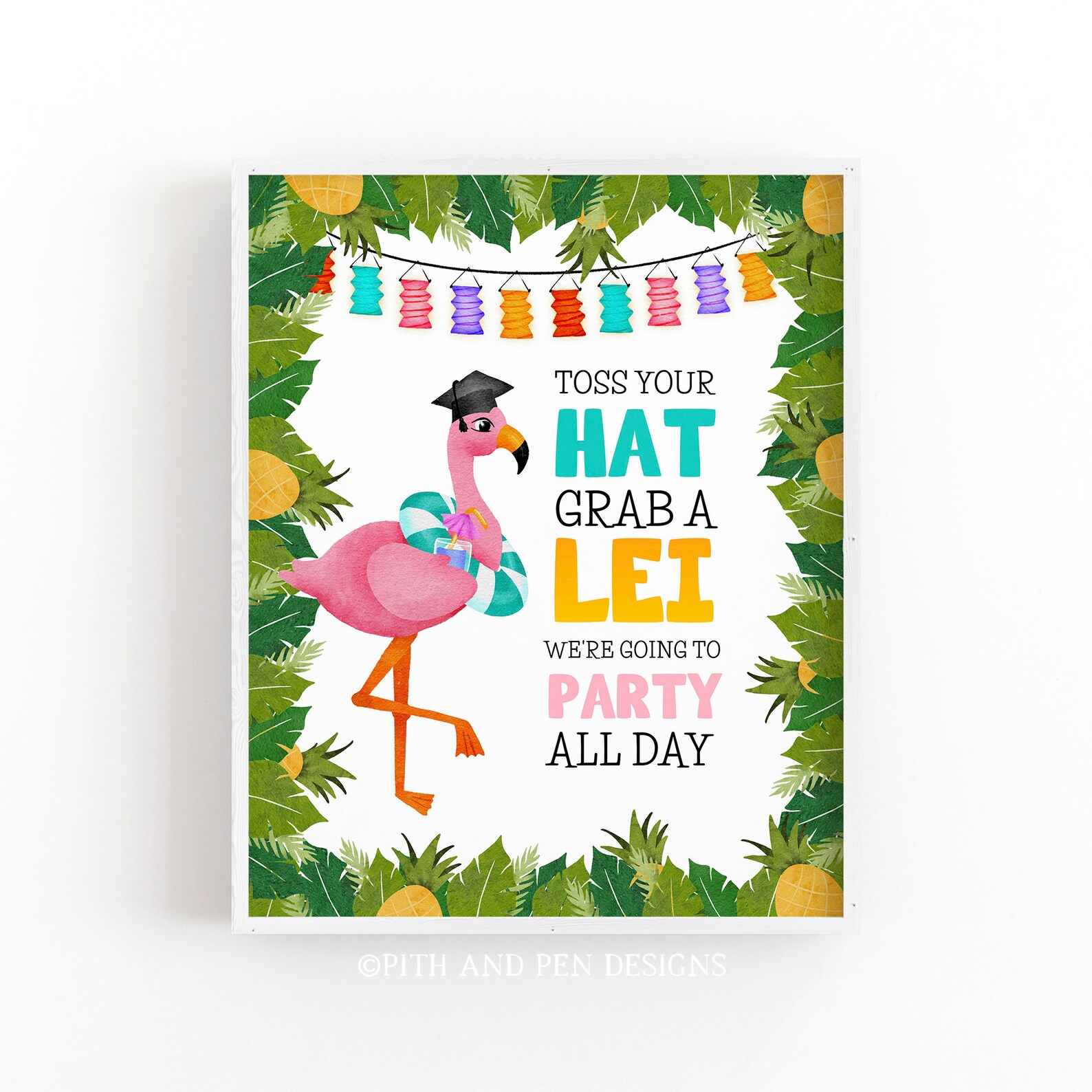 Graduation Pool Party Sign, Printable Luau Party Sign, Instant Download ...