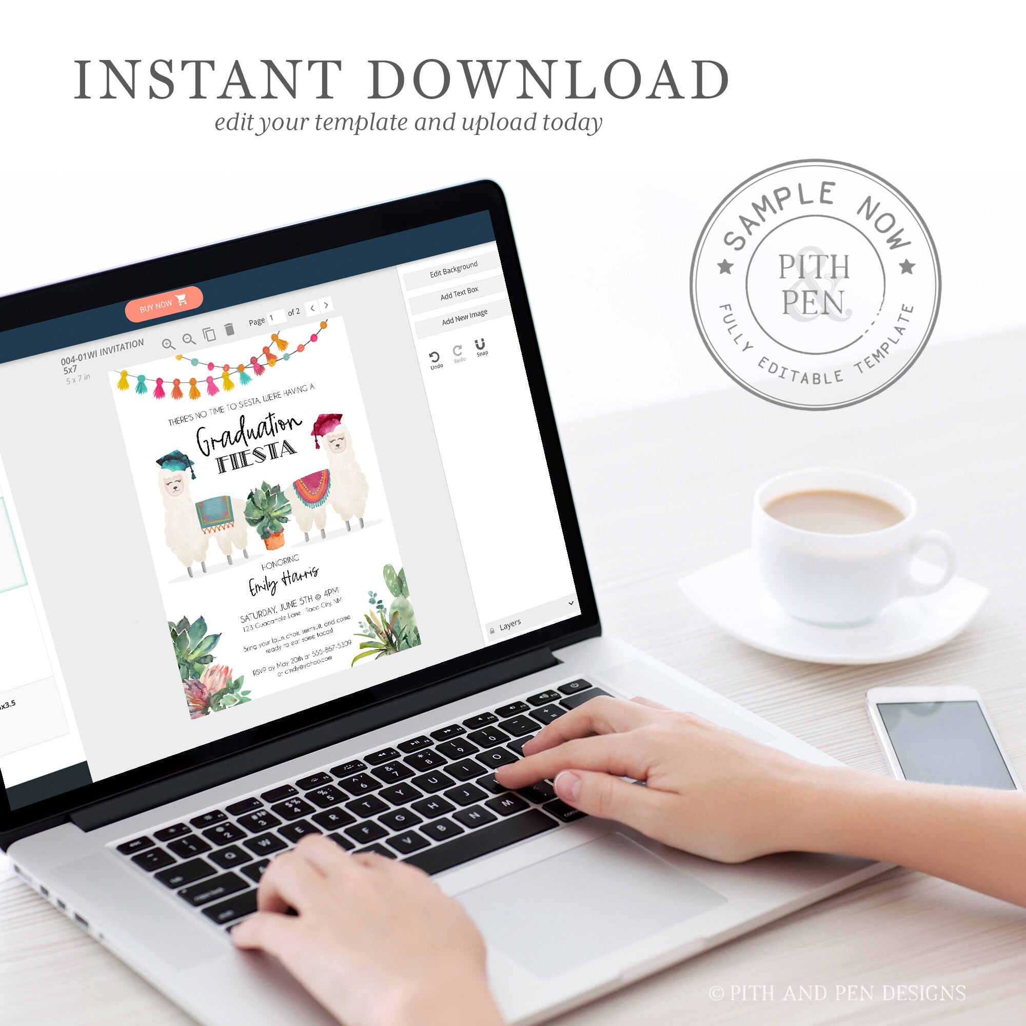 Graduation Fiesta Party Invitation DIY Printable Custom Photo - Etsy