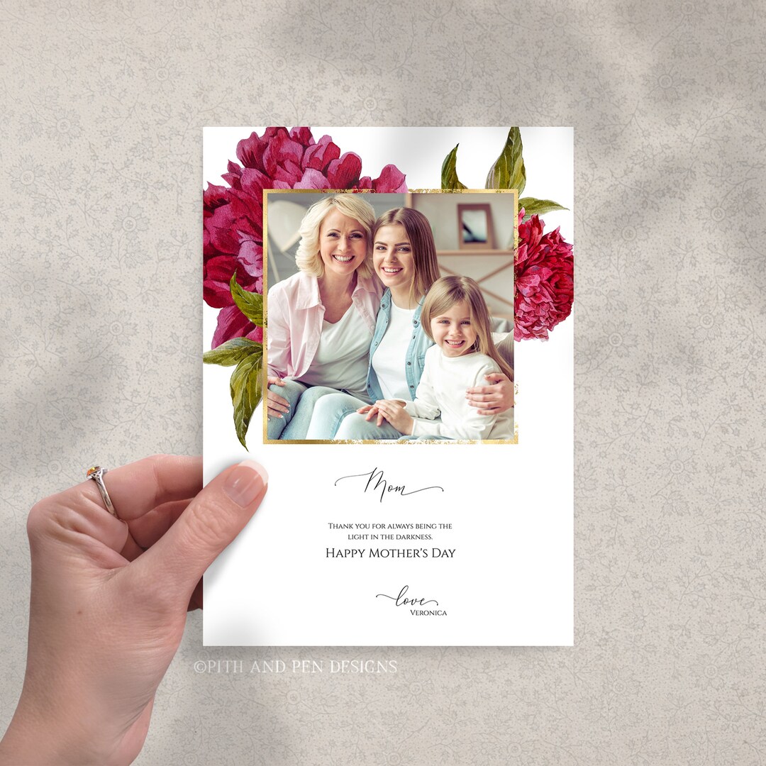 Mother's Day Photo Card, 5x7 Printable Greeting Card, Instant Download ...