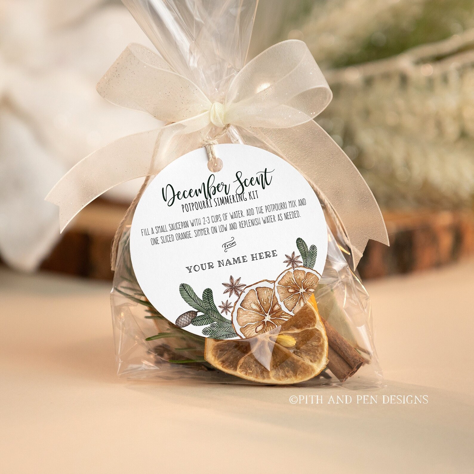 Stovetop Potpourri Gift Tag, EDITABLE December Scent Label, Instant ...