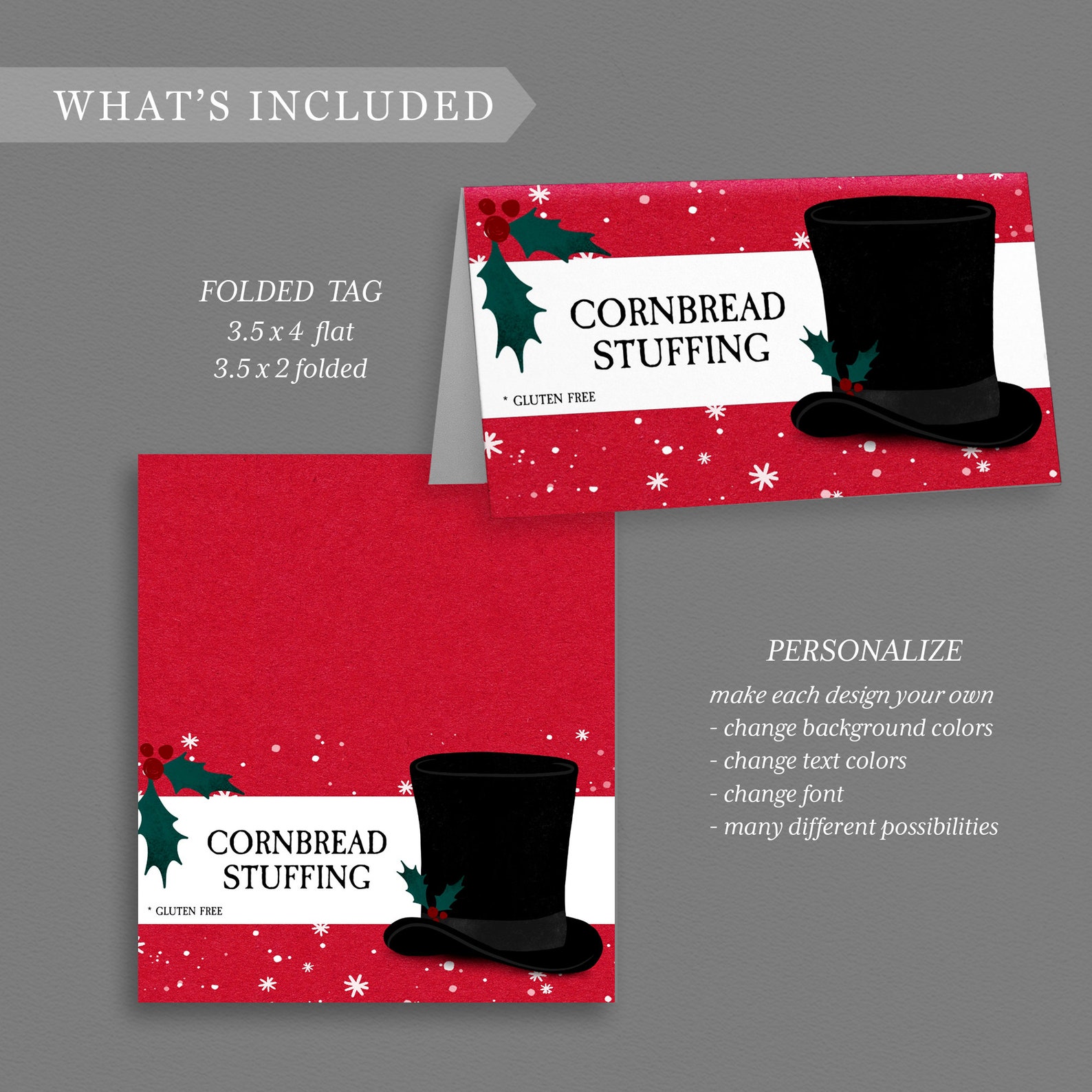 Christmas Food Label Template Buffet Cards DIY Christmas | Etsy