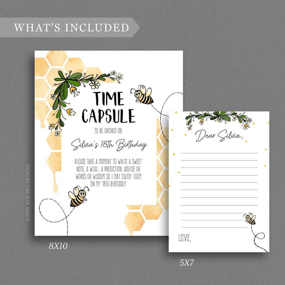 Editable Honey Bee Time Capsule First Birthday Party DIY - Etsy