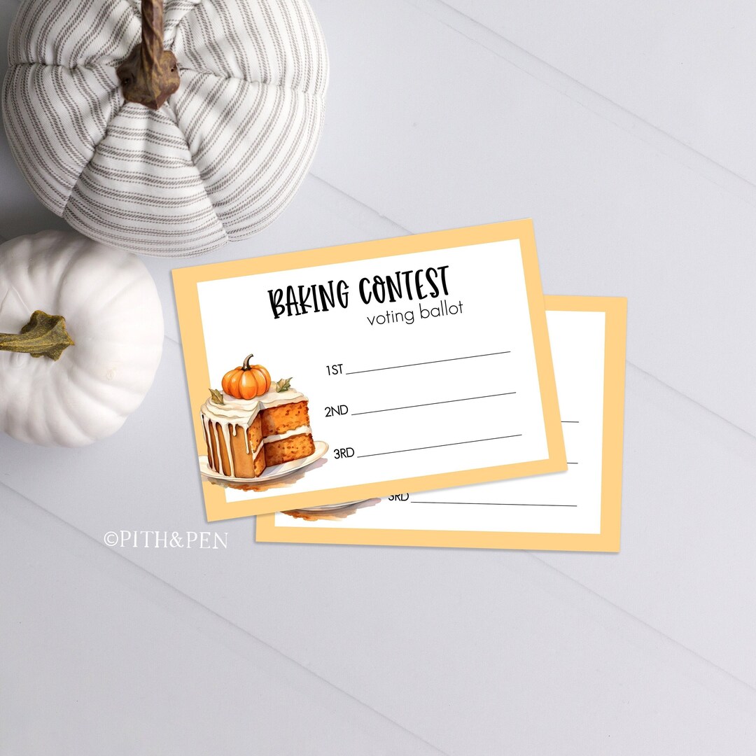 Baking Contest Voting Card | Thanksgiving Contest Ballot | Editable or ...