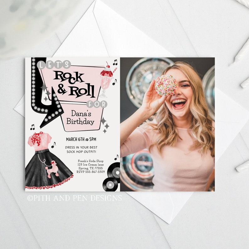 50's Sock-hop Birthday Party Invitation Printable Pink - Etsy