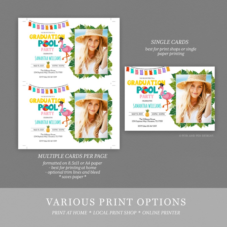Graduation Pool Party Invitation Printable Summer Party - Etsy